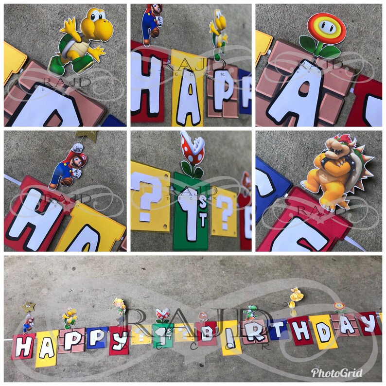 Super Mario Brothers Banner Customizable wording | Etsy