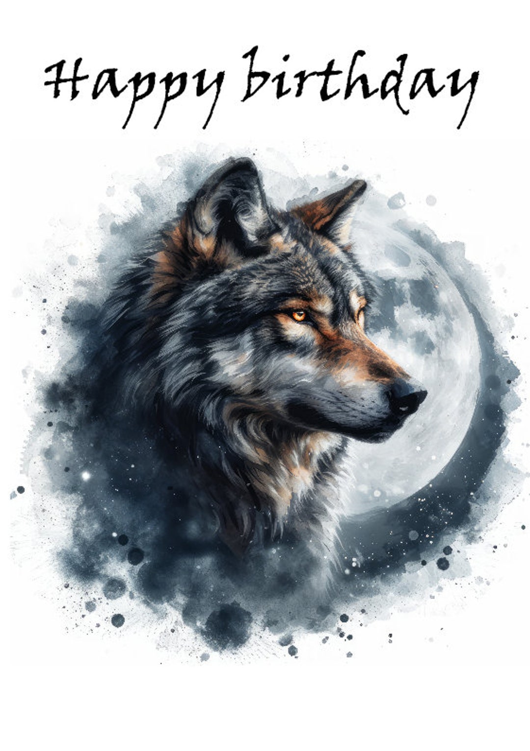 Black Wolf Picture /birthday Card/greetings Card /blank Card/grey Wolf ...