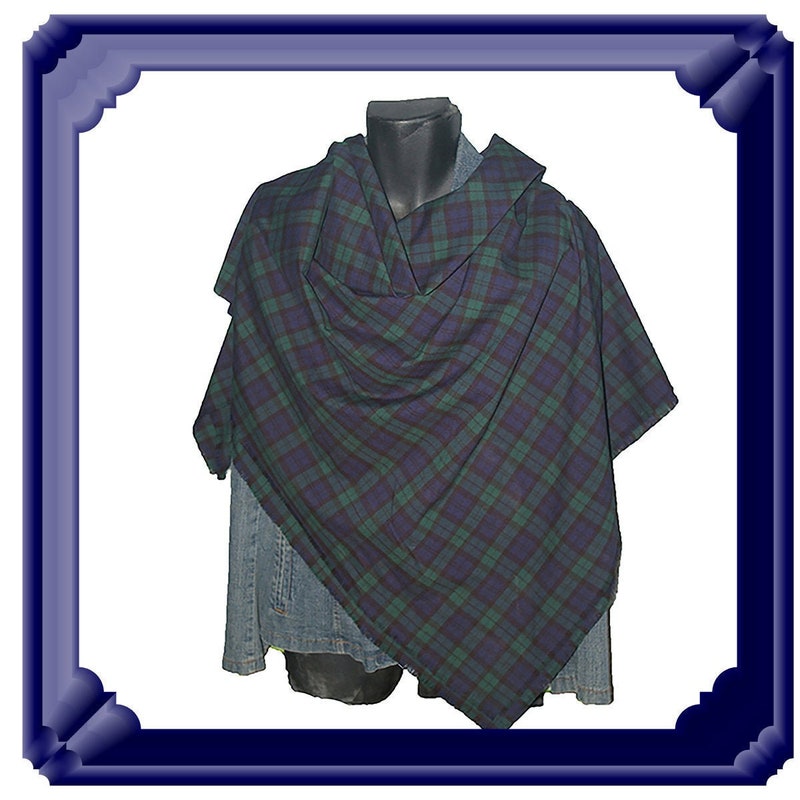 Blue Plaid Shawl - Etsy