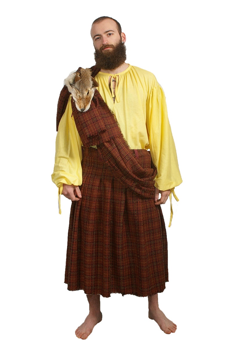 Medieval Men Great and Pleated Kilt, Ancient Highlander Costume Plaid ...