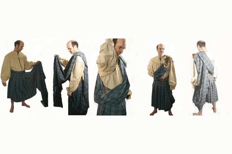 Medieval Men Great Kilt Ancient Highlander Costume, Plaid Tartan Fabric ...