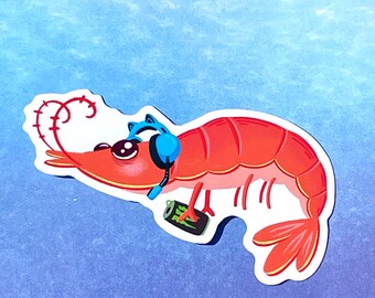 Gamer Shrimp Vinyl Sticker | Shrimp Bad Posture Check Sticker, Gamer ...