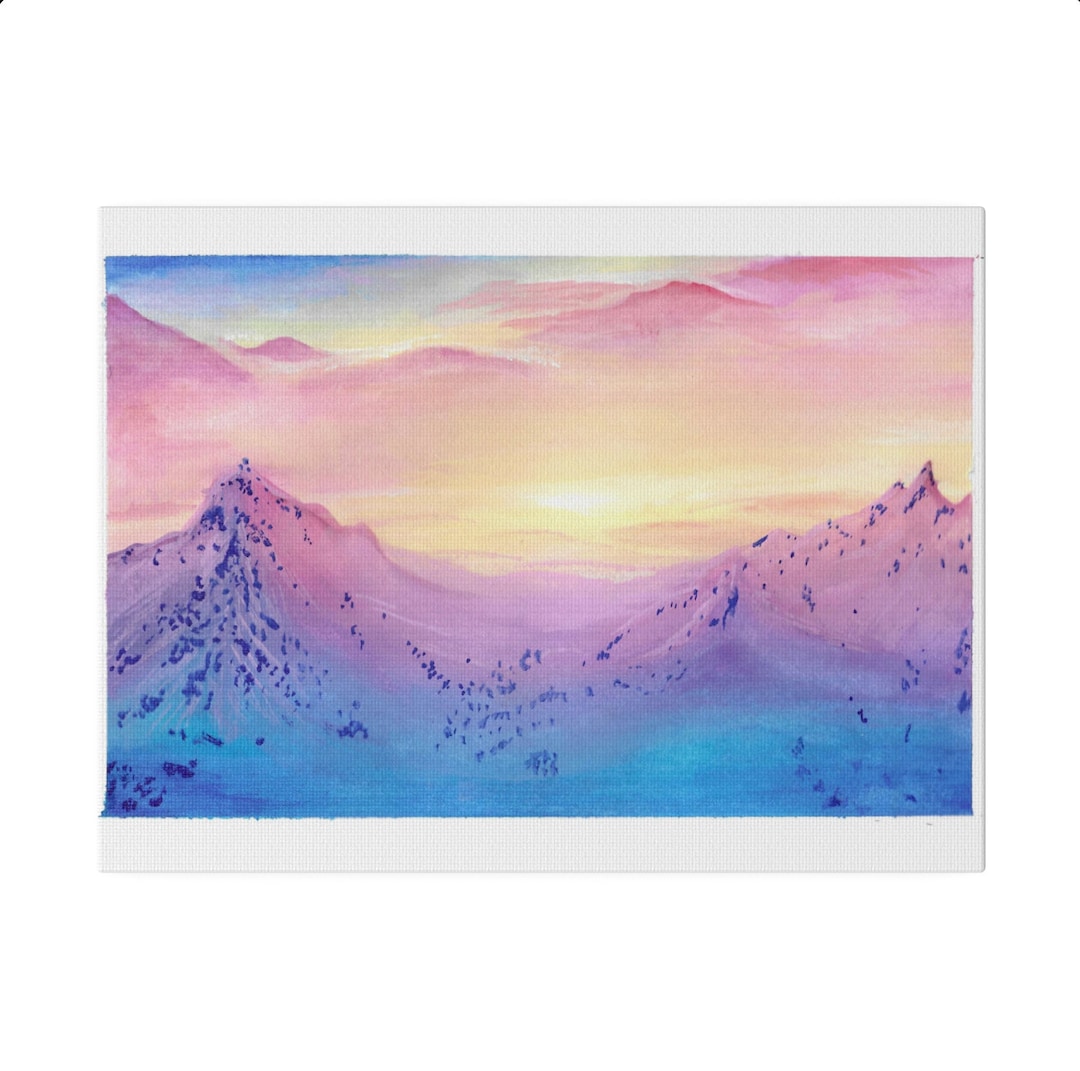 Sunset Mountains Painting on Canvas Print - Etsy