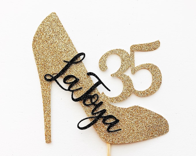 Glitter High Heel Cake Topper: Personalized Birthday Pump - Etsy