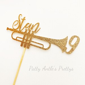 Glitter Trumpet Cake Topper, Personalized Trumpet Cake Topper - Etsy