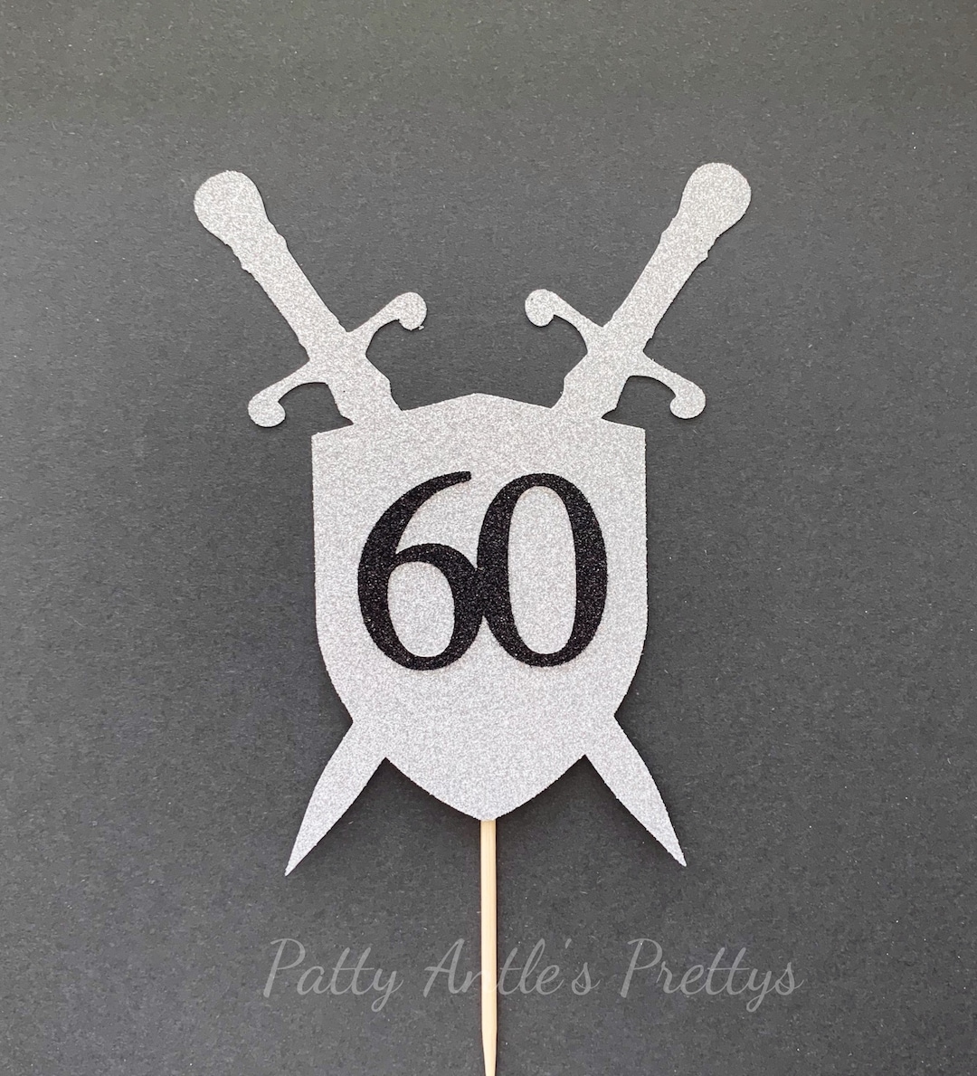 Glitter Shield and Swords Cake Topper, Medieval Birthday Cake Topper ...