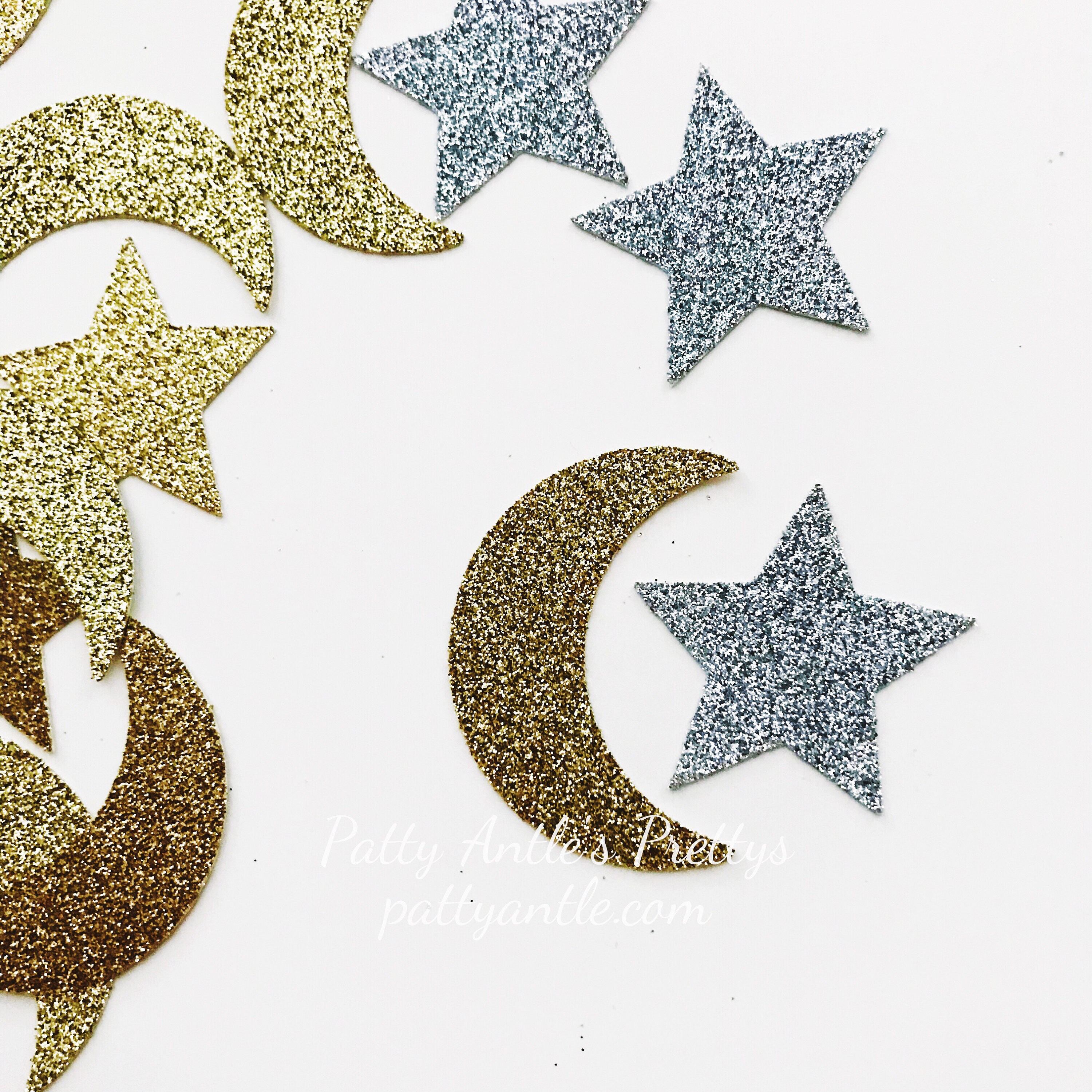 Glitter Moons and Stars Die Cuts Glitter Star Die Cuts | Etsy