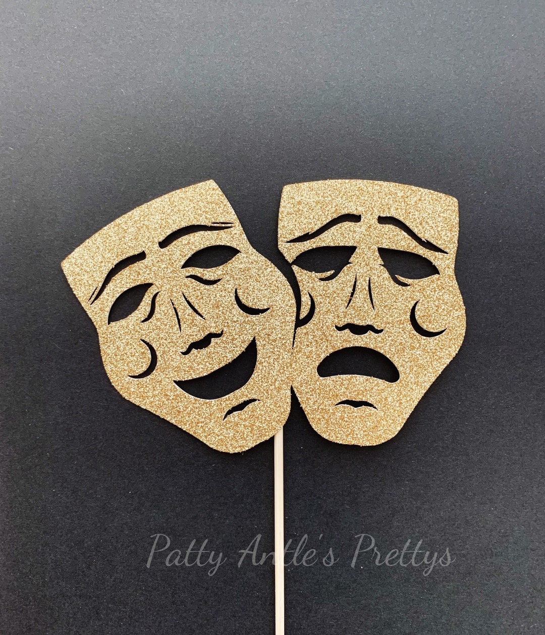 Glitter Comedy and Tragedy Masks Cake Topper, Theatre Masks Cake Topper ...