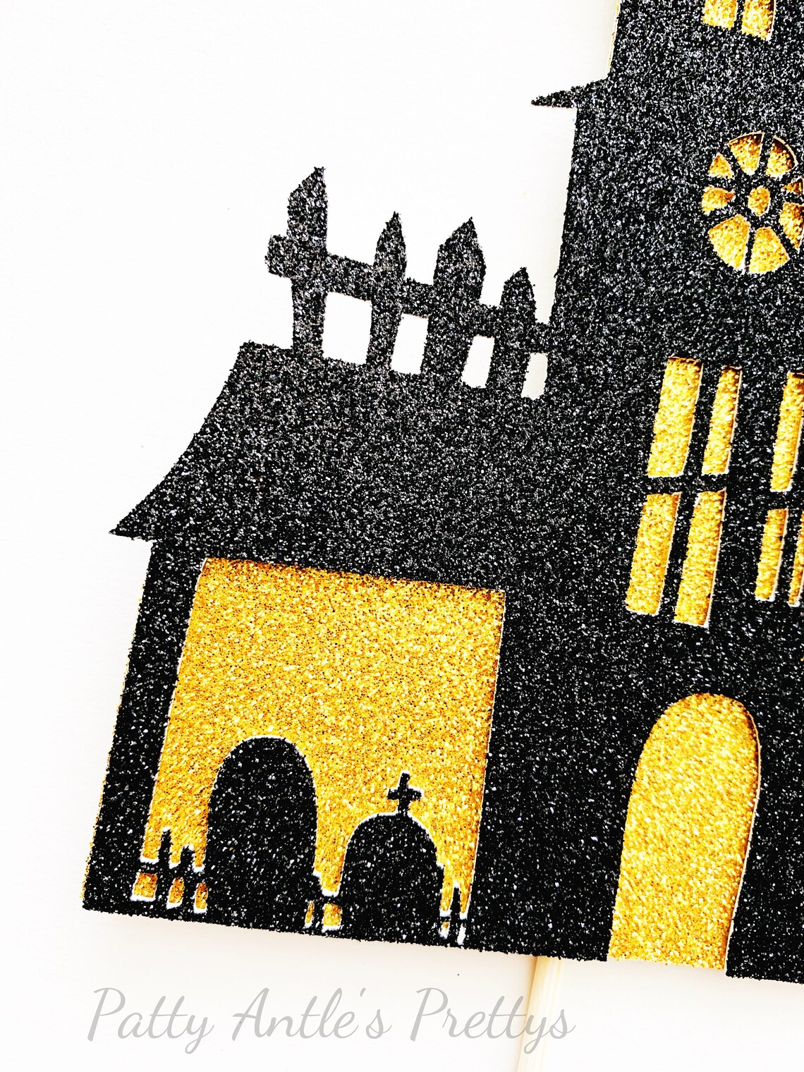 Glitter Haunted House Cake Topper: Halloween Party Decoration - Etsy