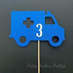 Glitter Ambulance Cake Topper, Ambulance Cake Topper, Emergency Cake ...