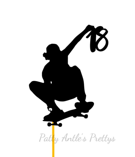Glitter Skateboarder Cake Topper Skateboard Cake Topper - Etsy