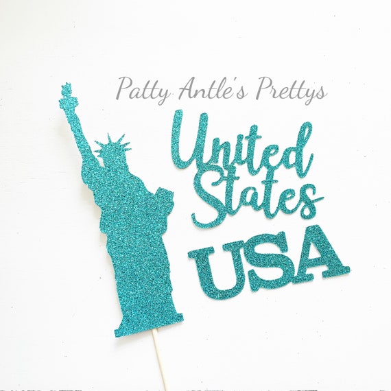 Glitter Statue of Liberty Cake Topper Patriotic Cake Topper | Etsy