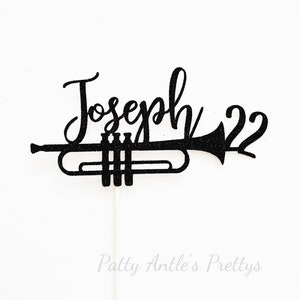 Glitter Trumpet Cake Topper, Personalized Trumpet Cake Topper - Etsy