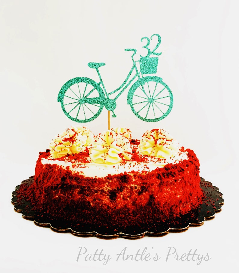 Glitter Bicycle Cake Topper Bike With Basket Cake Topper | Etsy