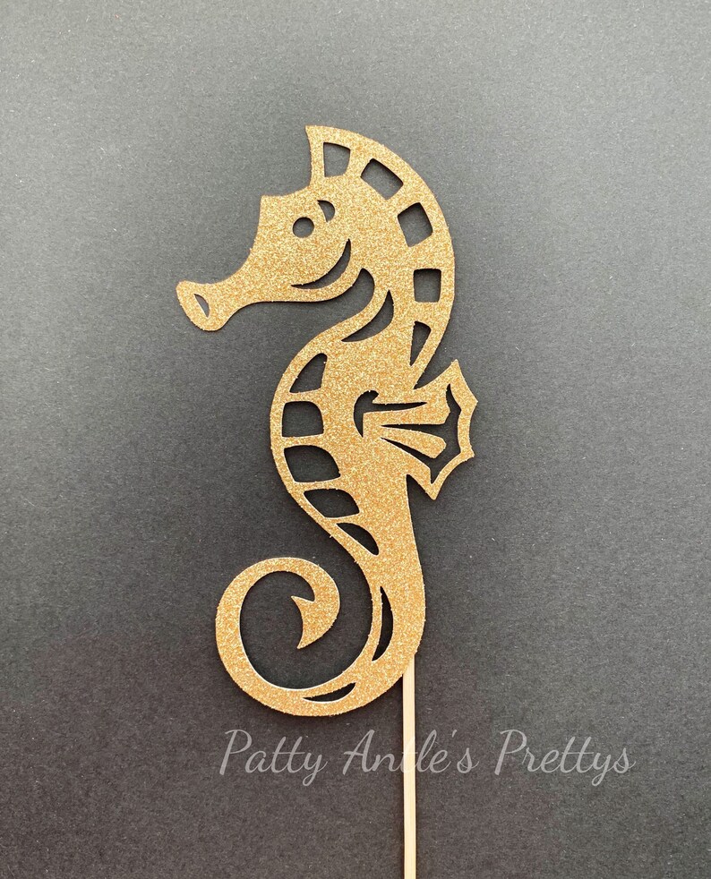 Glitter Seahorse Cake Topper, Ocean Theme Party - Etsy