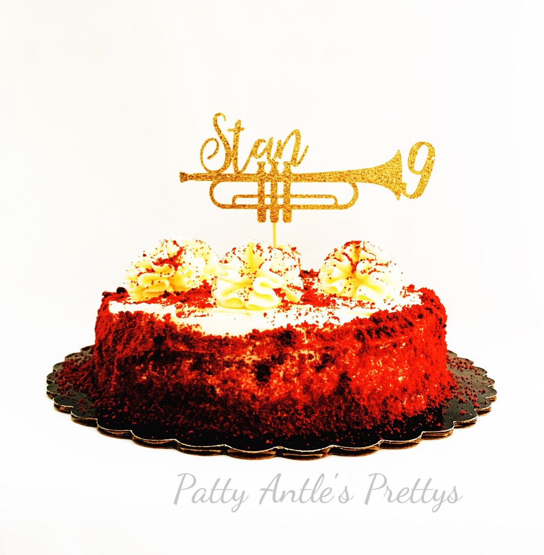 Glitter Trumpet Cake Topper, Personalized Trumpet Cake Topper - Etsy