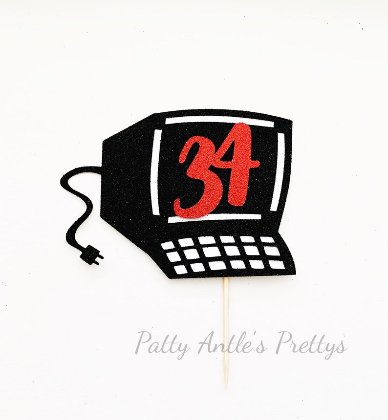 Glitter Computer Cake Topper Vintage Computer Cake Topper | Etsy