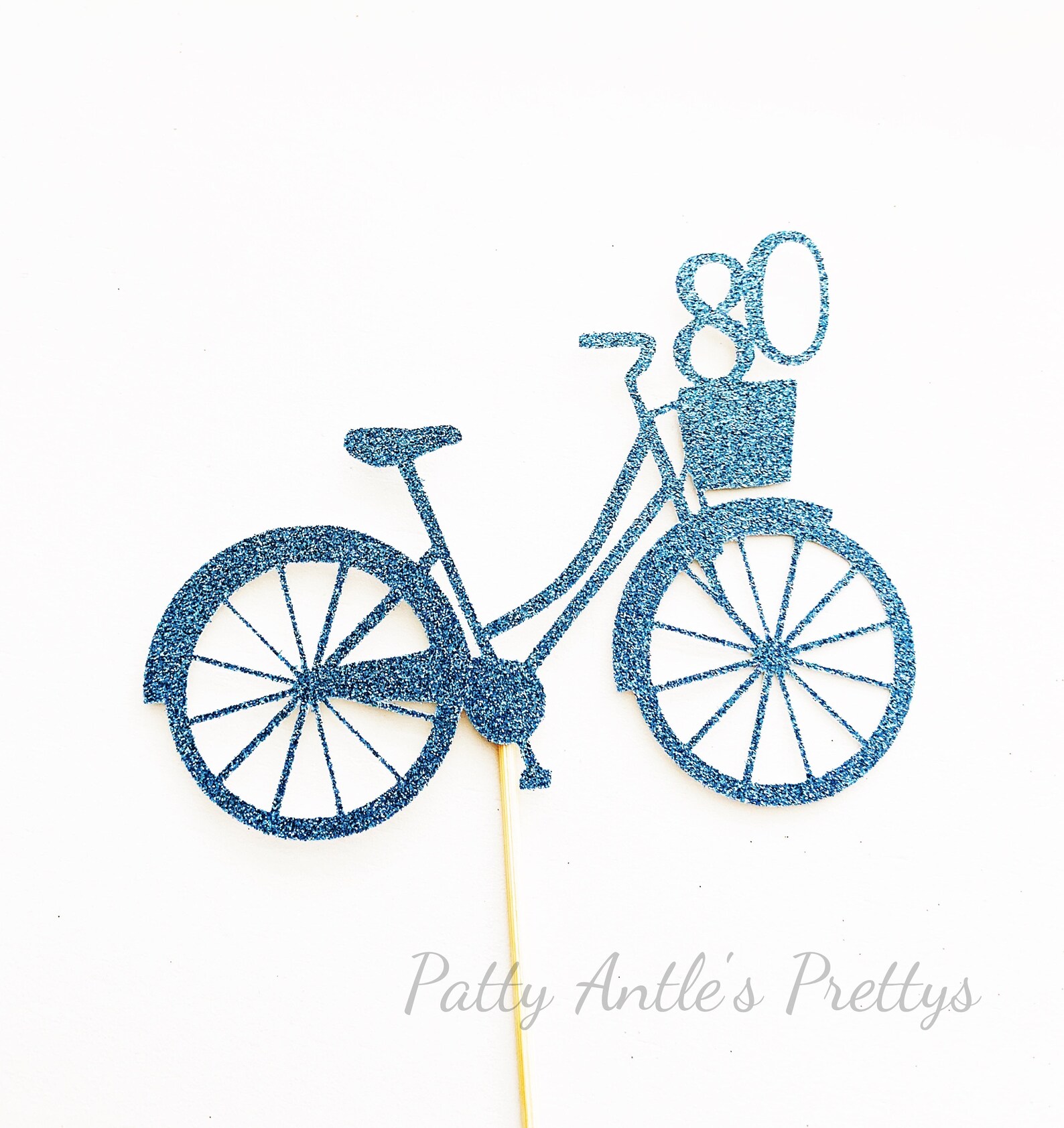 Glitter Bicycle Cake Topper Bike With Basket Cake Topper | Etsy