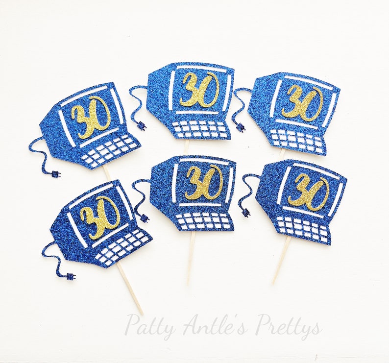 Glitter Computer Cupcake Toppers Vintage Computer Cupcake - Etsy