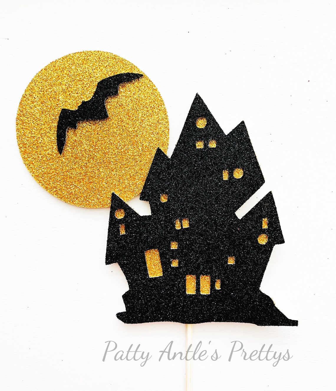 Glitter Haunted House Cake Topper: Halloween Party Decoration - Etsy
