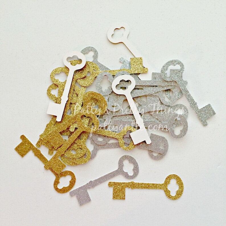 Glitter Keys Die Cuts Keys Die Cuts Keys Confetti Skeleton | Etsy