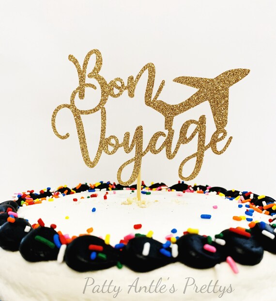 Glitter Bon Voyage Cake Topper Travel Cake Topper Travel Etsy