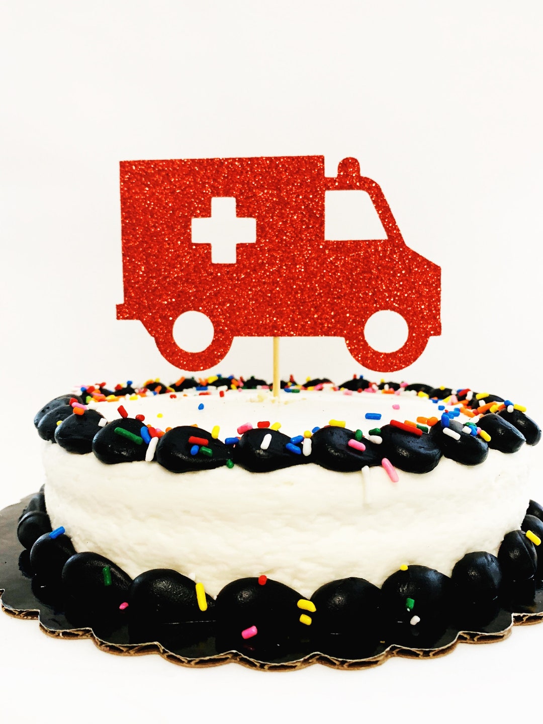 Glitter Ambulance Cake Topper, Ambulance Cake Topper, Emergency Cake ...