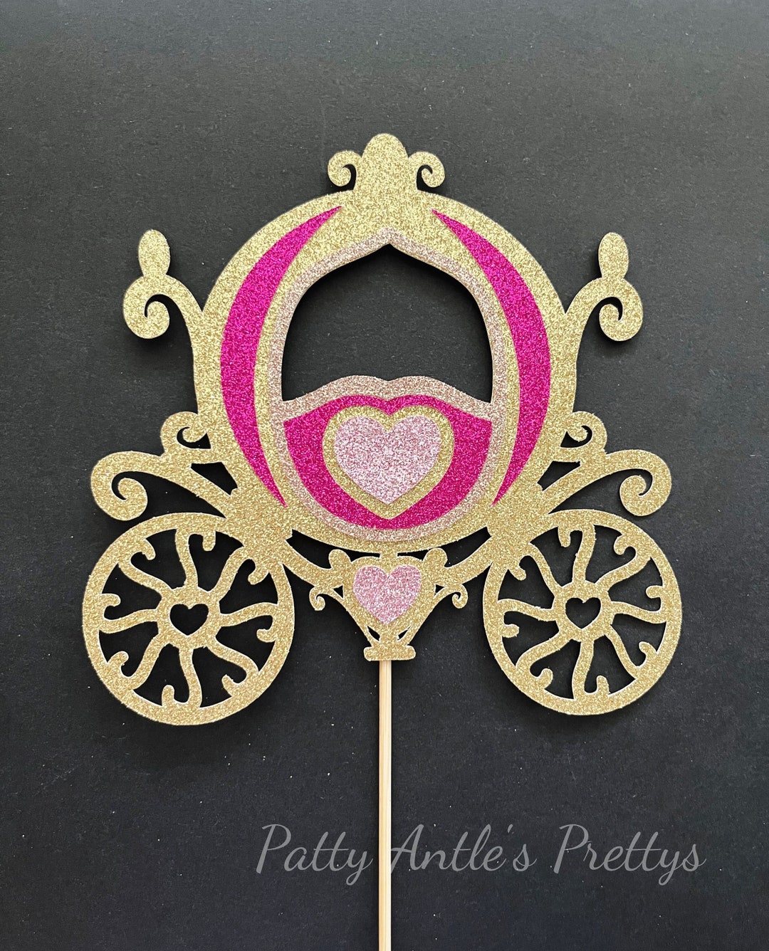 Glitter Princess Carriage Cake Topper - Etsy