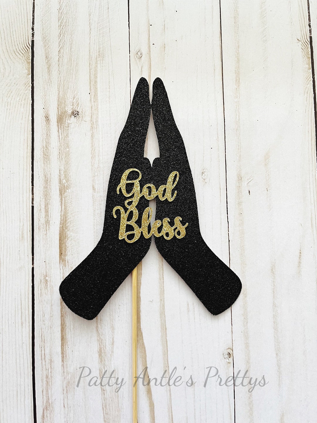 Glitter Praying Hands Cake Topper, Praying Hands Cake Topper, God Bless ...