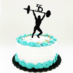 Glitter Strongman Cake Topper: Personalized Weightlifter Birthday Decor ...