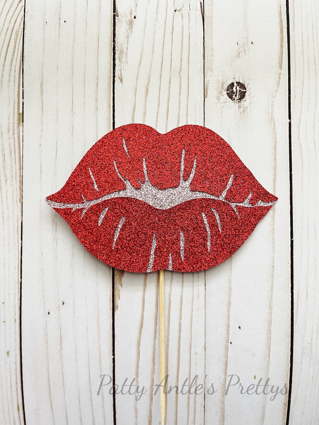 Glitter Kiss Lips Cake Topper, Valentines Day Cake Topper, Love Cake ...