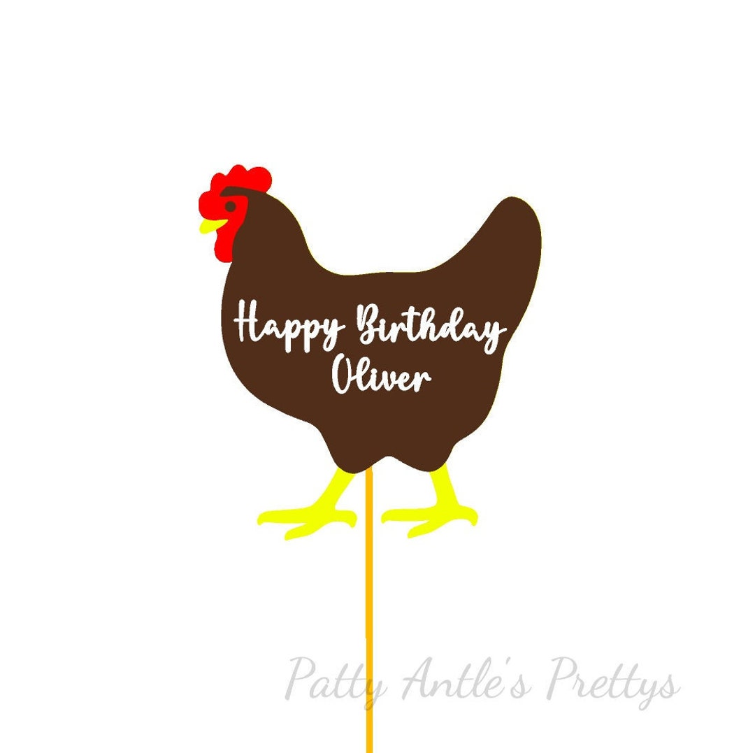 Glitter Chicken Cake Topper, Hen Cake Topper, Farm Cake Topper, Animal ...