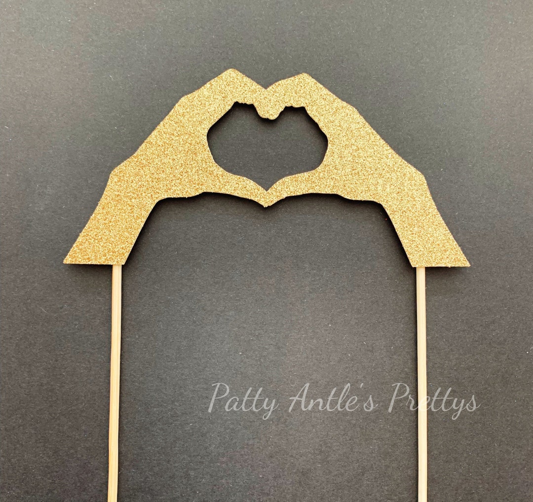 Glitter Hands Forming a Heart Cake Topper, Love Cake Topper, Heart Cake ...