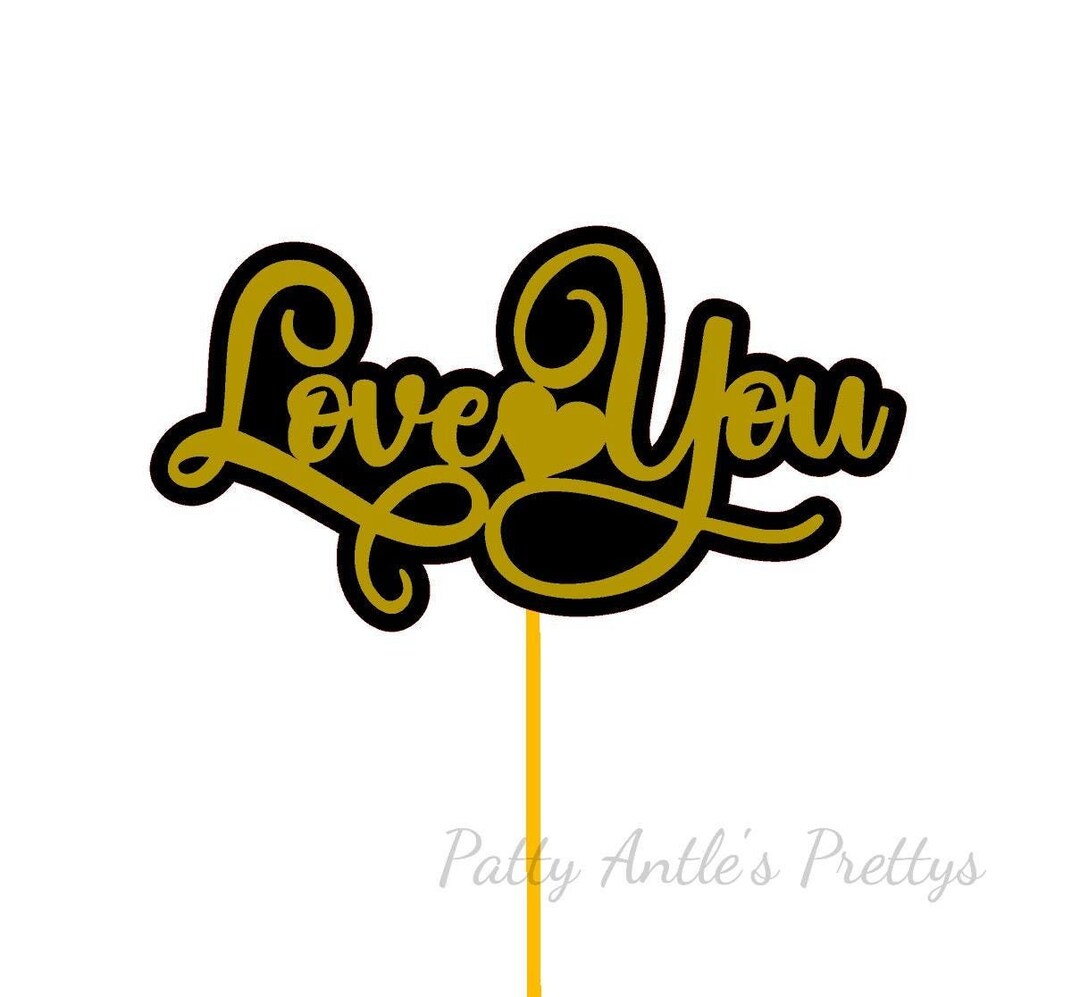 Glitter Love You Cake Topper, Love Cake Topper, Heart Cake Topper ...