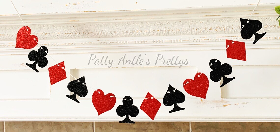 Glitter Poker Banner Euchre Party Banner Playing Cards - Etsy