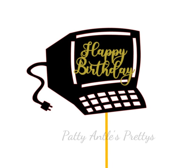 Glitter Computer Cake Topper Vintage Computer Cake Topper | Etsy