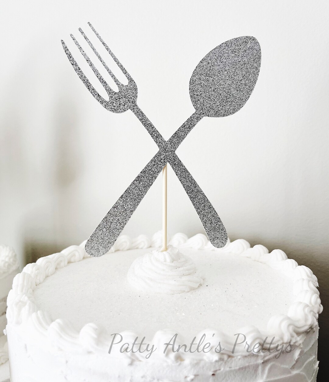 Glitter Fork and Spoon Cake Topper, Silverware Topper, Eating Utensil ...