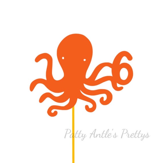 Glitter Octopus Cake Topper Octopus Cake Topper Sea Creature - Etsy