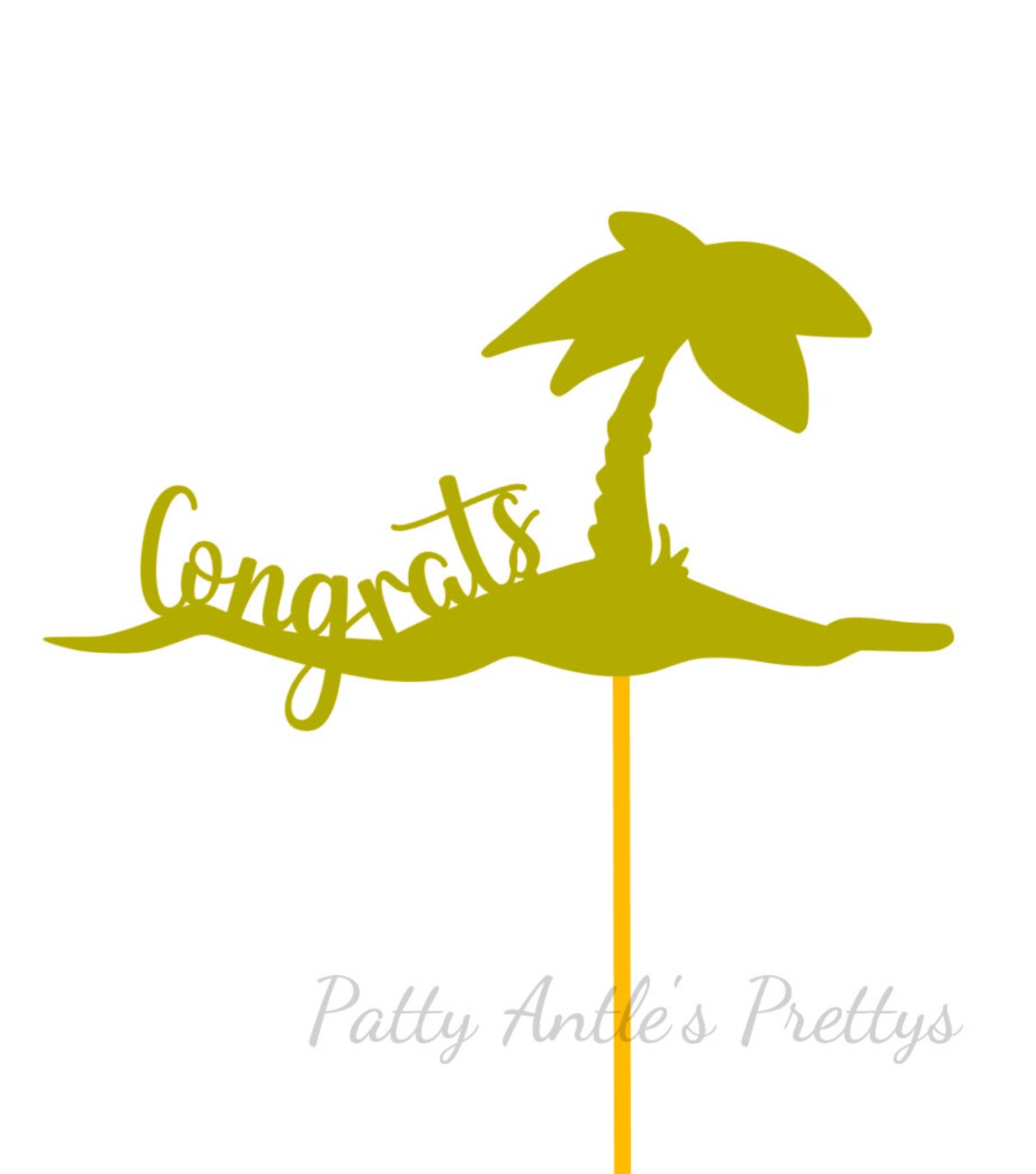 Glitter Happy Birthday Palm Tree Cake Topper Birthday Beach - Etsy