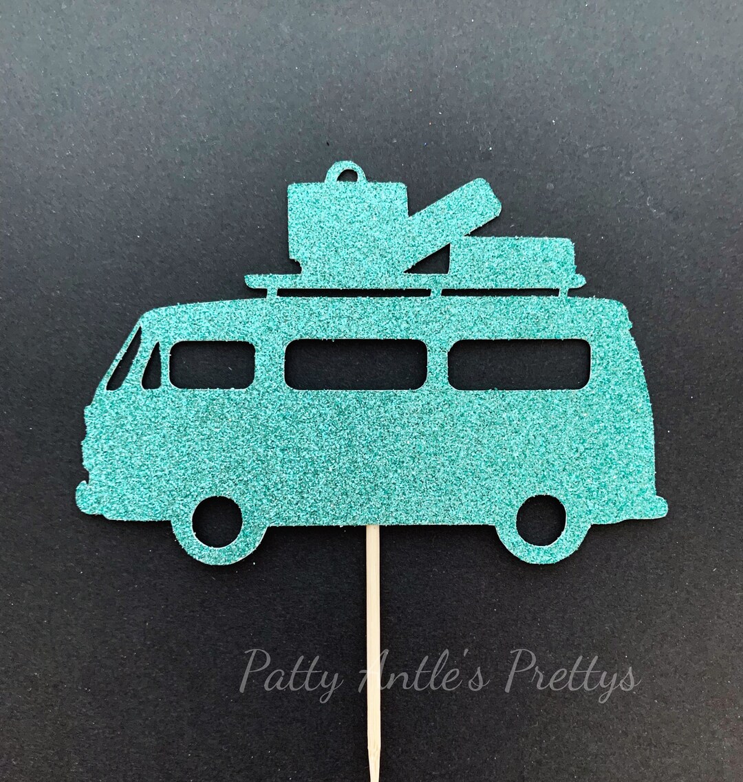 Glitter Travel Van Cake Topper, Traveling Van Cake Topper, Travel Party ...