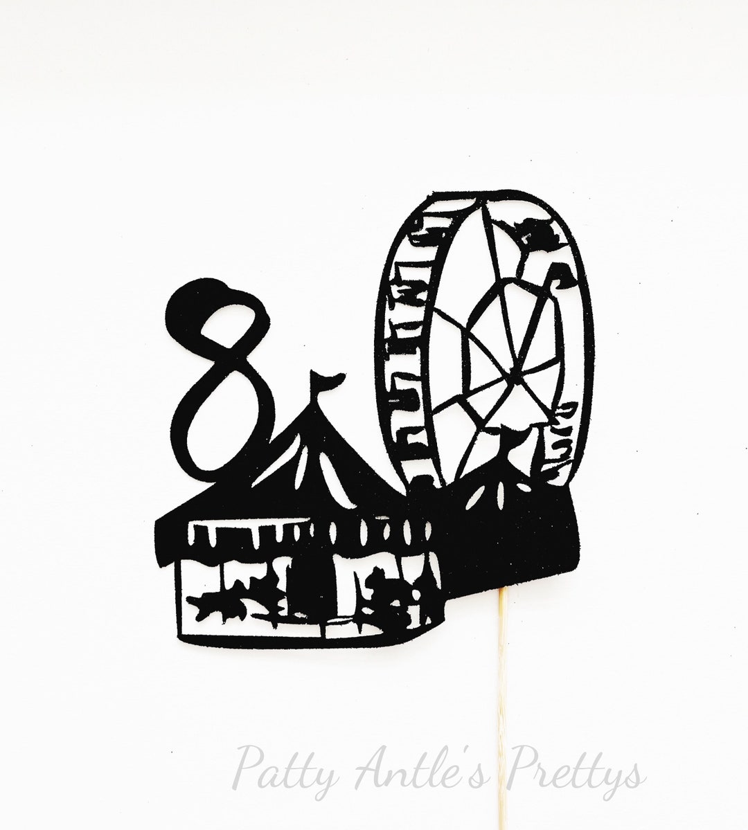 Glitter Amusement Park Cake Topper, Merry Go Round Cake Topper ...