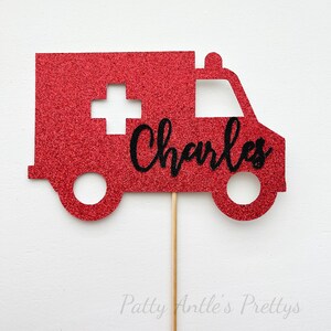 Glitter Ambulance Cake Topper, Ambulance Cake Topper, Emergency Cake ...