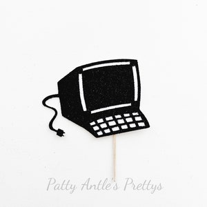 Glitter Computer Cake Topper, Vintage Computer Cake Topper, Happy ...