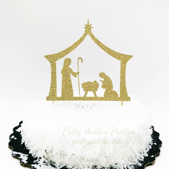 Glitter Nativity Christmas Cake Topper Nativity Scene Cake | Etsy