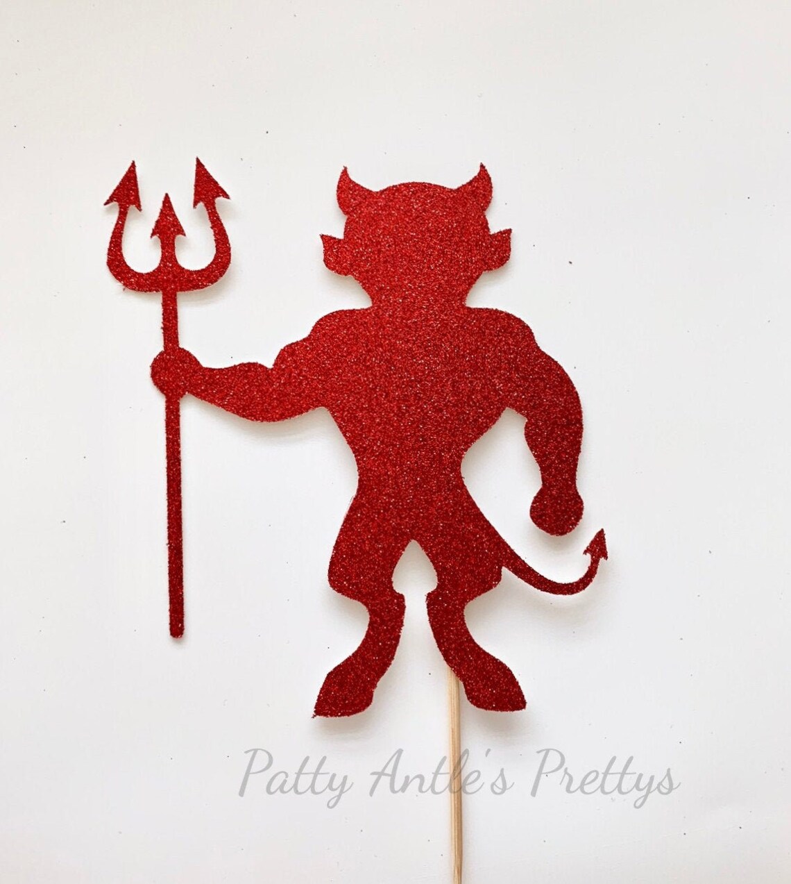 Glitter Devil Cake Topper Halloween Cake Topper Red Devil - Etsy