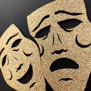 Glitter Comedy and Tragedy Masks Cake Topper, Theatre Masks Cake Topper ...