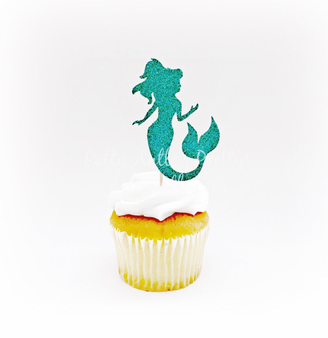 Glitter Mermaid Cupcake Toppers, Mermaid Cupcake Topper, Under the Sea ...