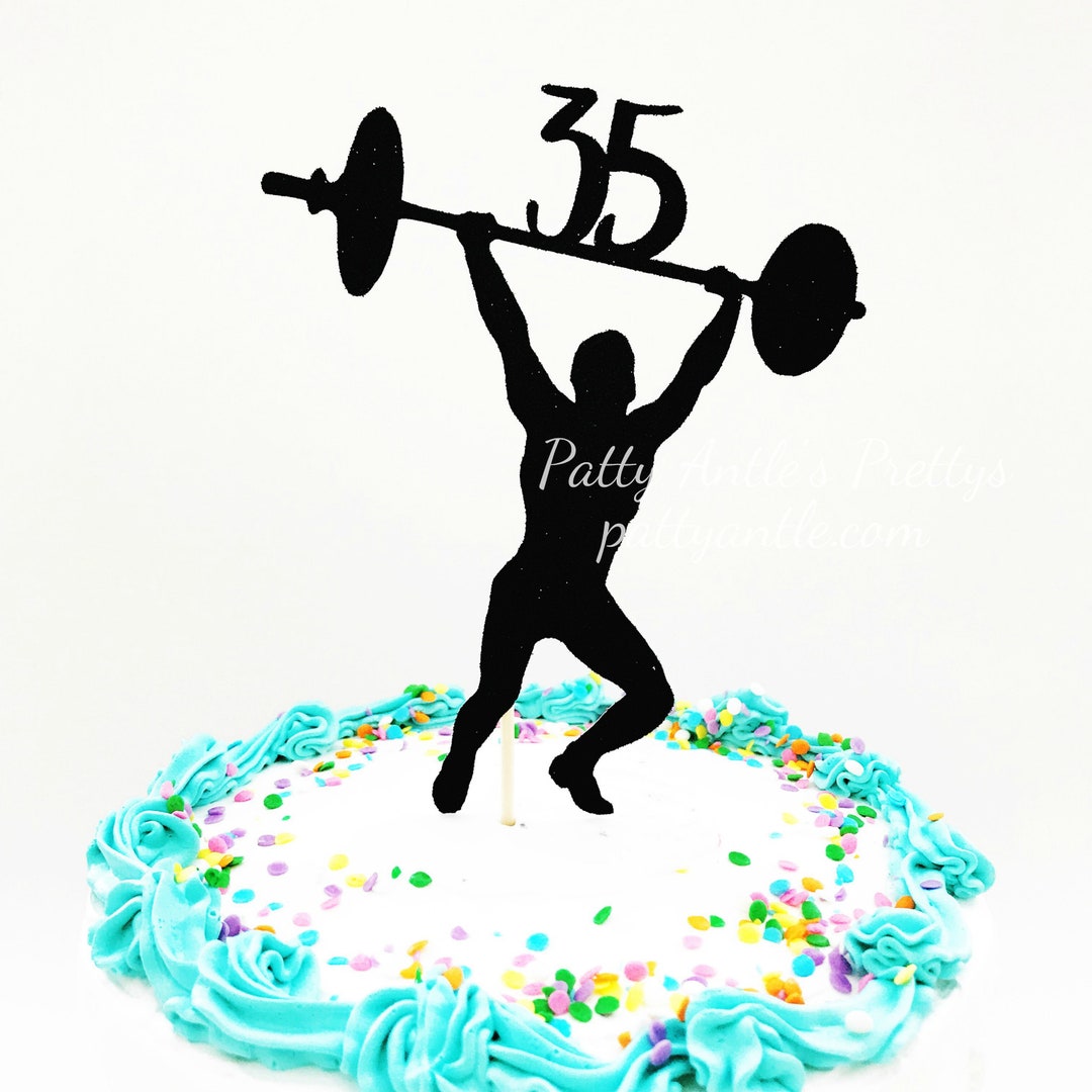 Glitter Strongman Cake Topper: Personalized Weightlifter Birthday Decor ...