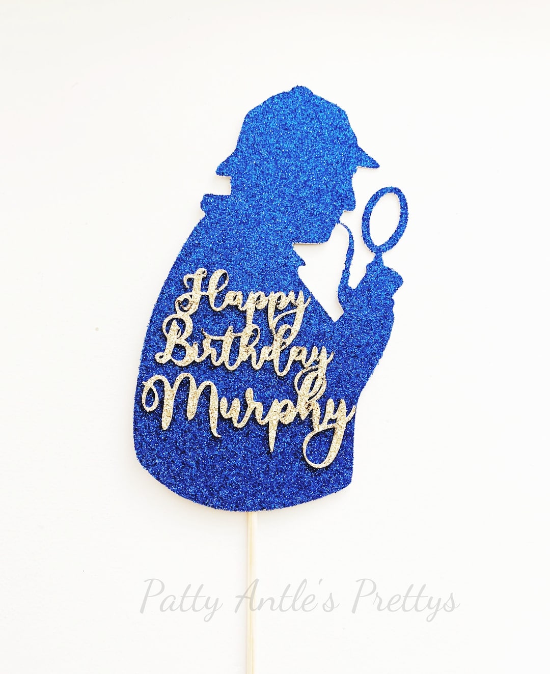 Glitter Detective Cake Topper, Private Investigator Cake Topper ...