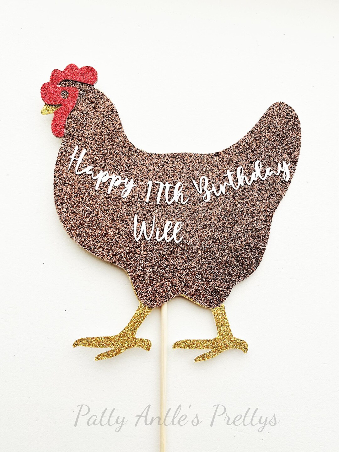 Glitter Chicken Cake Topper, Hen Cake Topper, Farm Cake Topper, Animal ...
